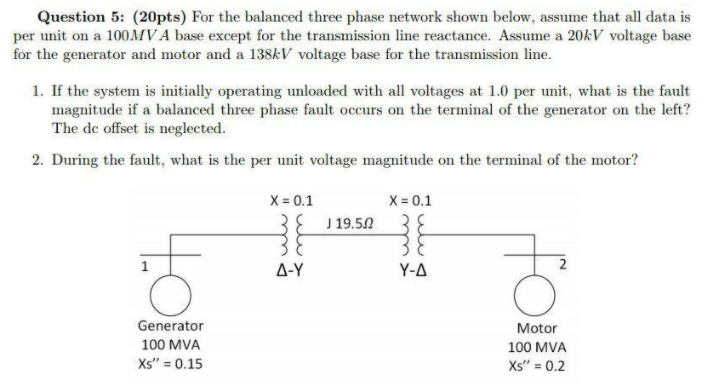 Solved Question 5: (20pts) For the balanced three phase | Chegg.com