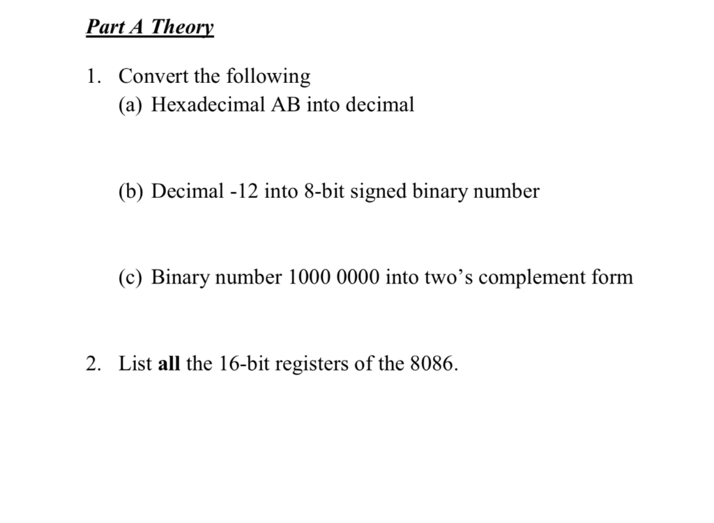 Solved Part A Theory 1. Convert the following (a) | Chegg.com