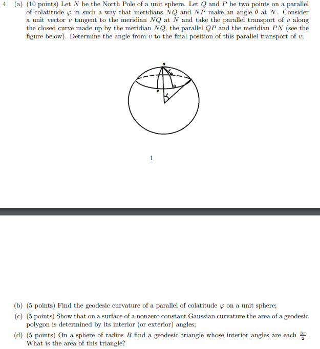 Solved DIFFERENTIAL GEOMETRY. Let N be the North Pole of a | Chegg.com