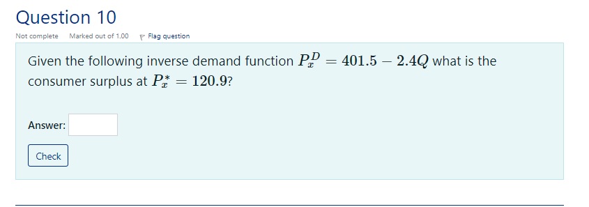 Solved Given the following inverse demand function | Chegg.com
