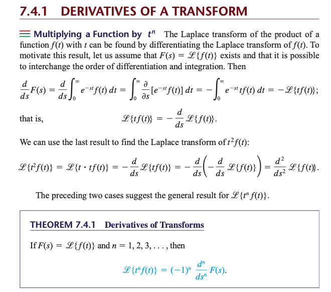 Solved Find the Laplace transform using Theorem 7.4.1. I | Chegg.com