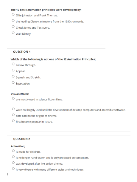 Solved The 12 basic animation principles were developed by: | Chegg.com