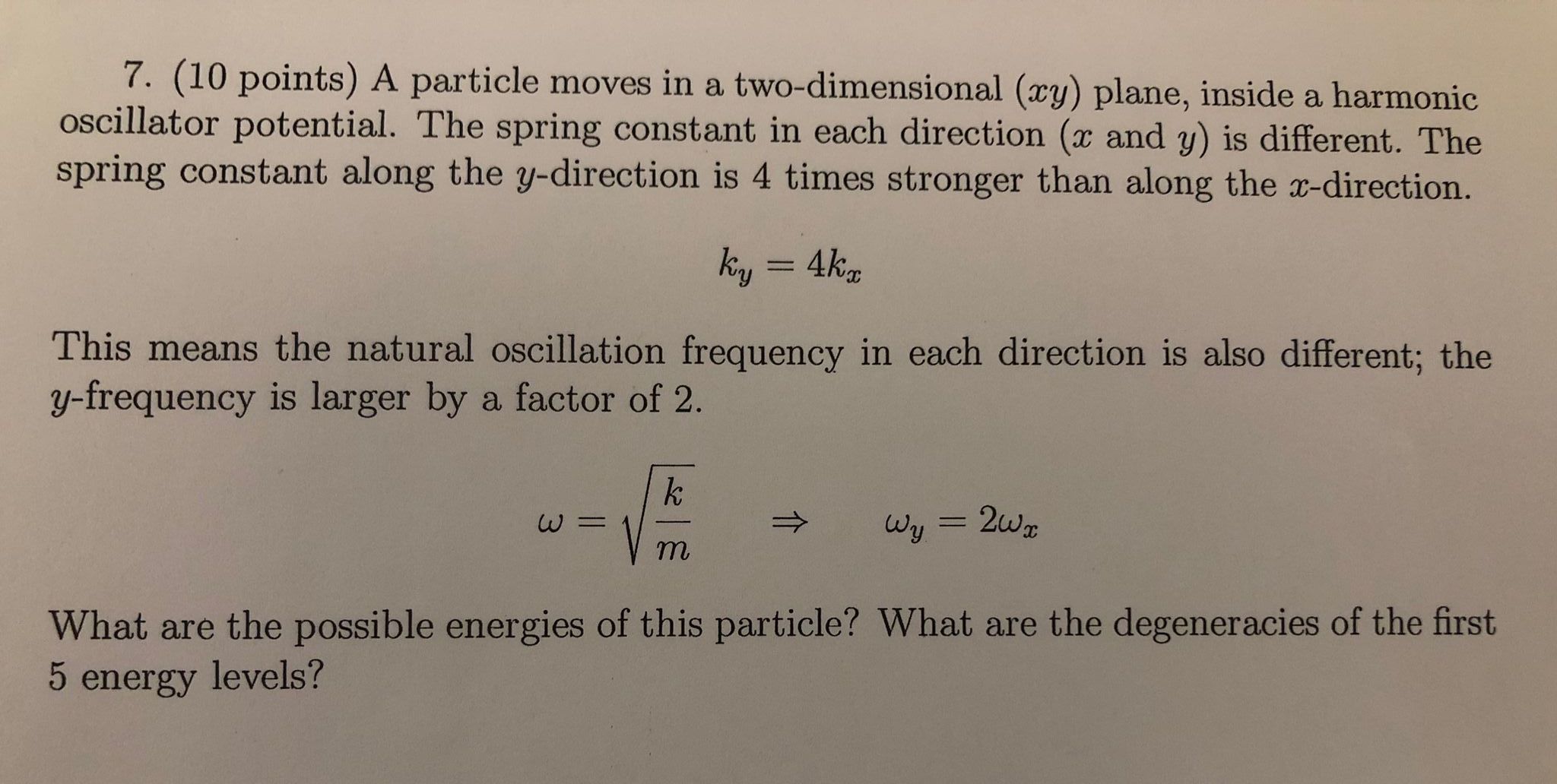 7. (10 points) A particle moves in a two-dimensional | Chegg.com