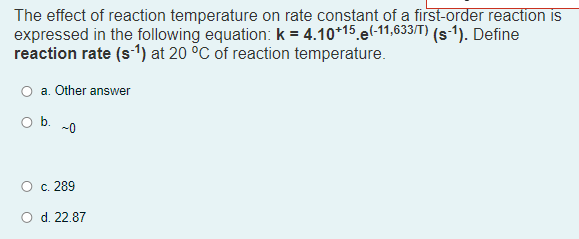 Solved The effect of reaction temperature on rate constant | Chegg.com