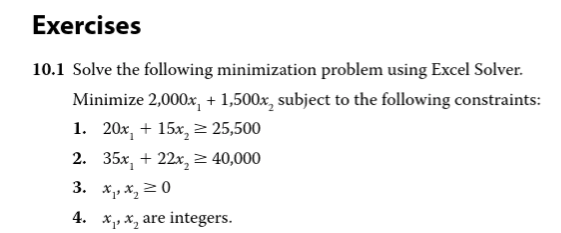 Solved Exercises 10.1 Solve the following minimization | Chegg.com
