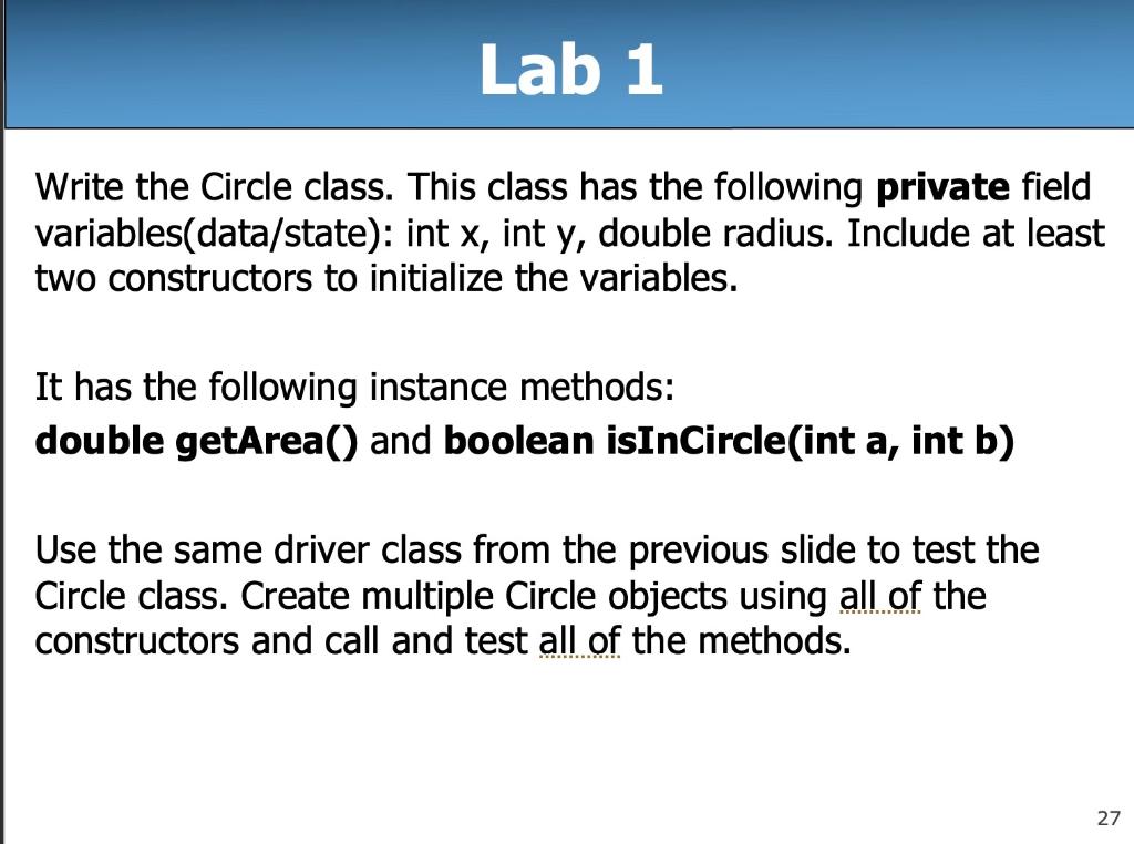 Solved Write the Circle class. This class has the following | Chegg.com