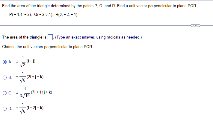 [Solved]: Q3 Find the area of the triangle determined by the