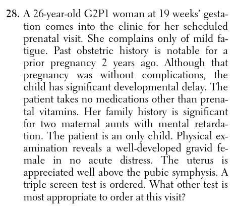 Solved 28. A 26-year-old G2P1 woman at 19 weeks' gesta- tion | Chegg.com