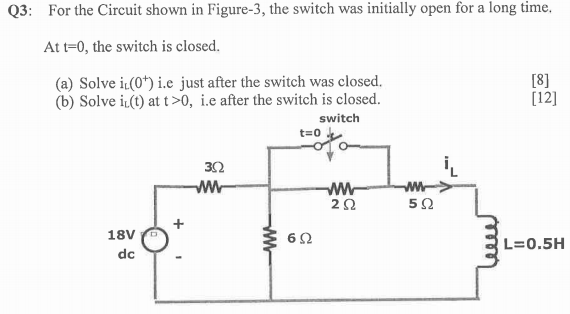 Solved For the Circuit shown in Figure-3, the switch was | Chegg.com