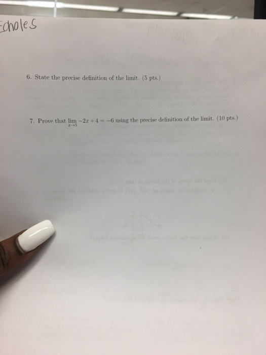 Solved choles 6. State the precise definition of the limit. | Chegg.com