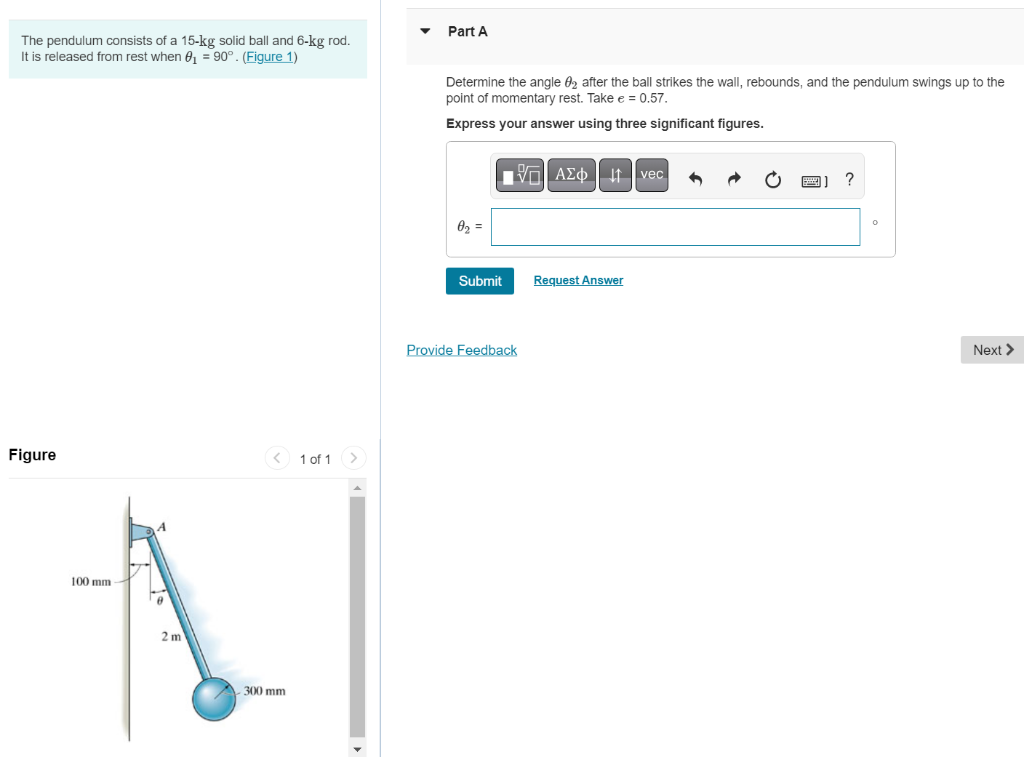 Solved The pendulum consists of a 15-kg solid ball and 6-kg | Chegg.com