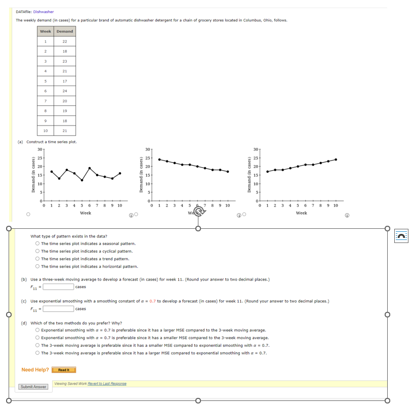 Solved (a) Construct a time series plot. What type of | Chegg.com