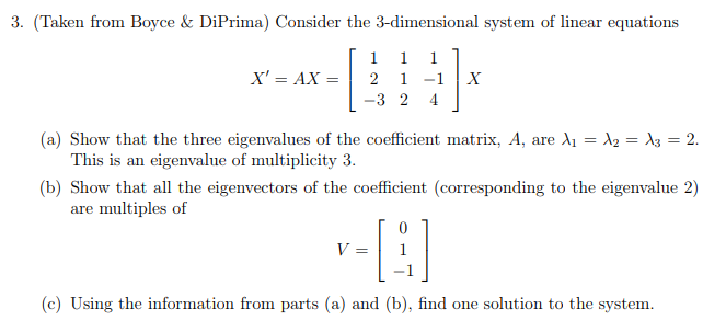 Solved 3. (Taken from Boyce& DiPri) Consider the | Chegg.com