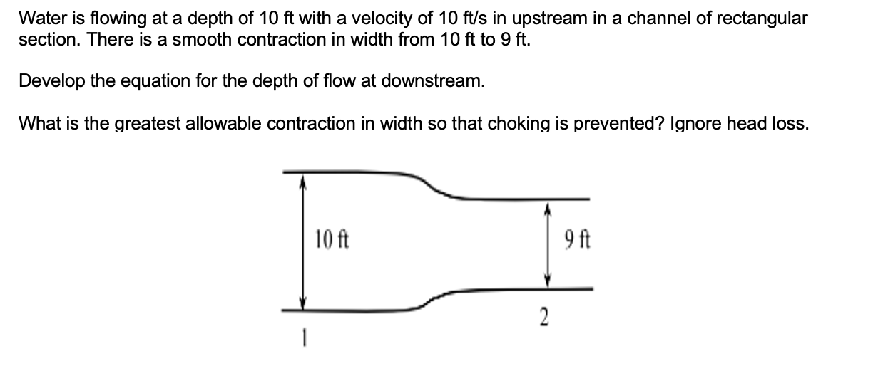 Solved Water is flowing at a depth of 10ft ﻿with a velocity | Chegg.com