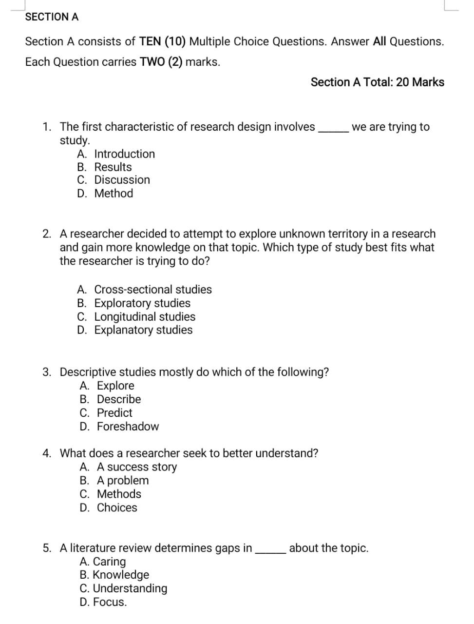 Solved SECTION A Section A consists of TEN (10) Multiple | Chegg.com