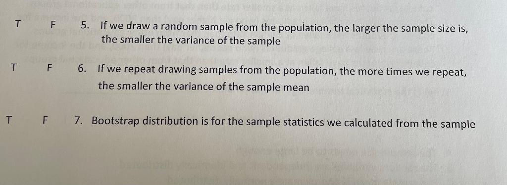 Solved F 5. If we draw a random sample from the population, | Chegg.com