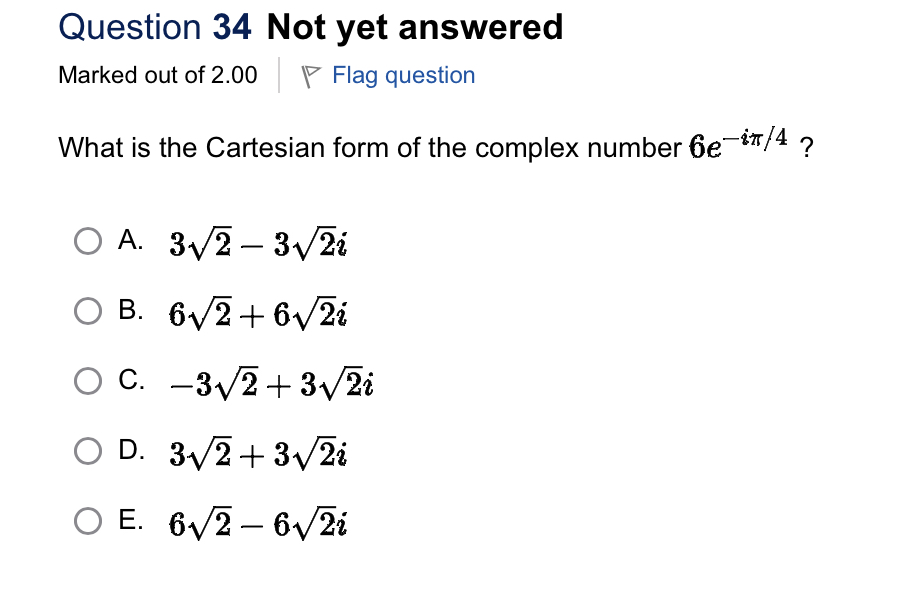 What is the Cartesian form of the complex number | Chegg.com
