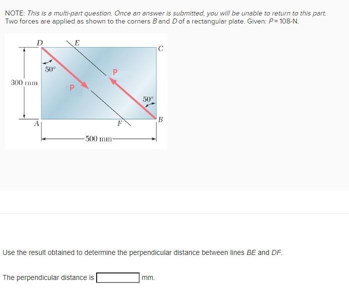 Solved Two forces are applied as shown to the corners B and | Chegg.com