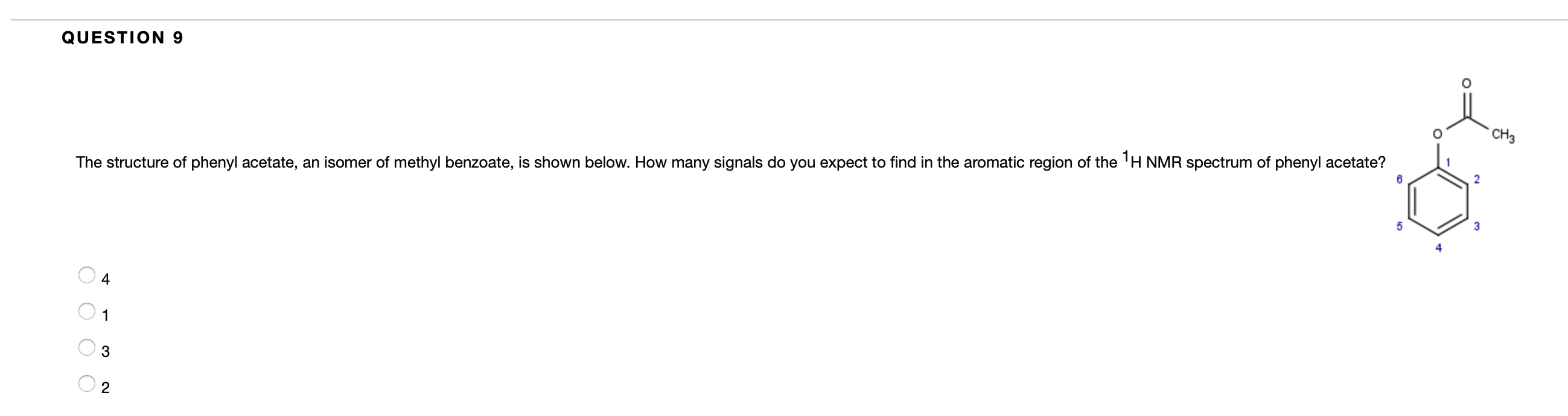 Solved QUESTION 9 O CH3 The structure of phenyl acetate, an | Chegg.com