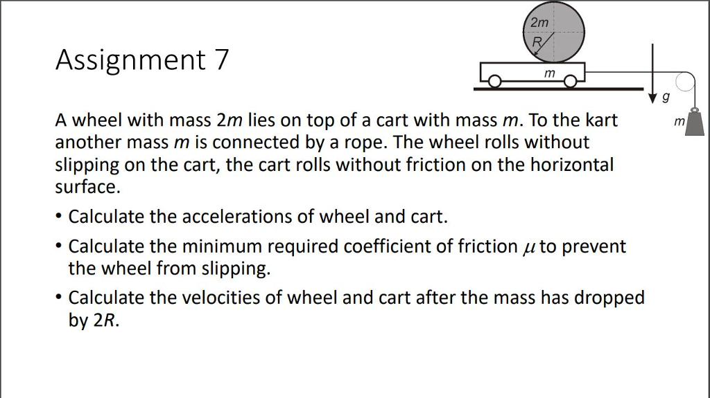 Solved 2m Assignment 7 A wheel with mass 2m lies on top of a | Chegg.com