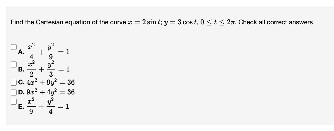 Solved Find the Cartesian equation of the curve | Chegg.com