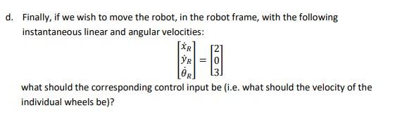 2. Consider the differential forward kinematic model | Chegg.com