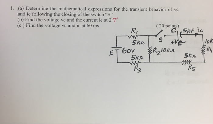 Solved 1. (a) Determine the mathematical expressions for the | Chegg.com