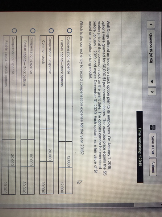 Solved Wall Drugs offered an incentive stock option plan to | Chegg.com