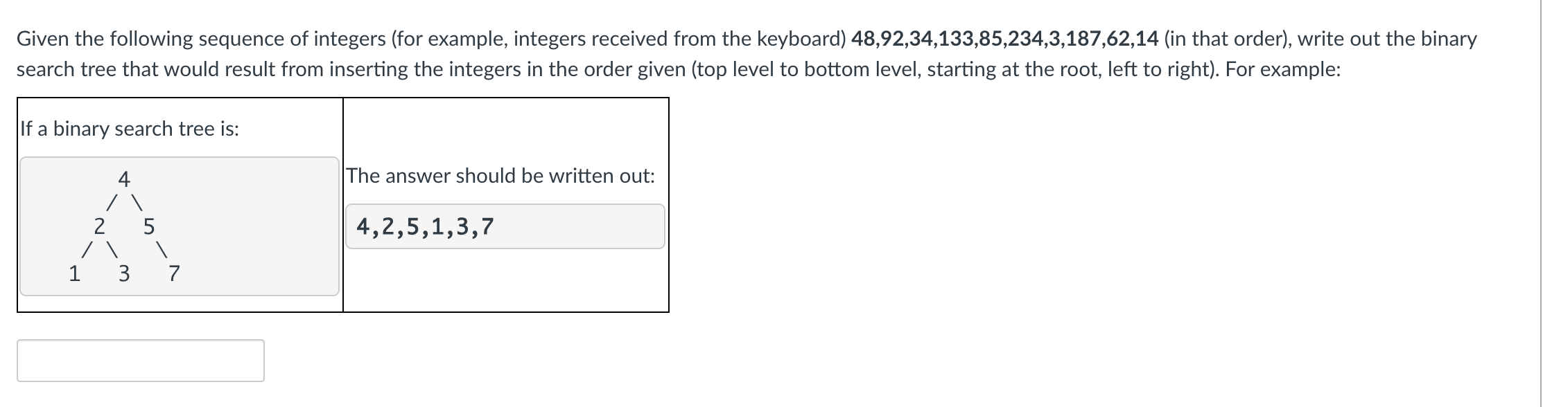 Solved Given the following sequence of integers (for | Chegg.com