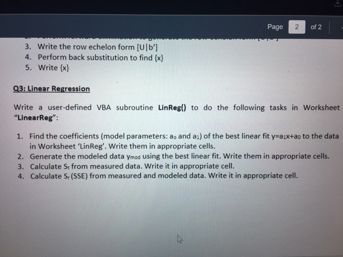 Solved Page of 2 3. Write the row echelon form [Ulb'] 4. | Chegg.com