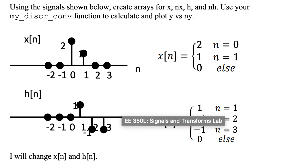 Solved Using the signals shown below, create arrays for x, | Chegg.com