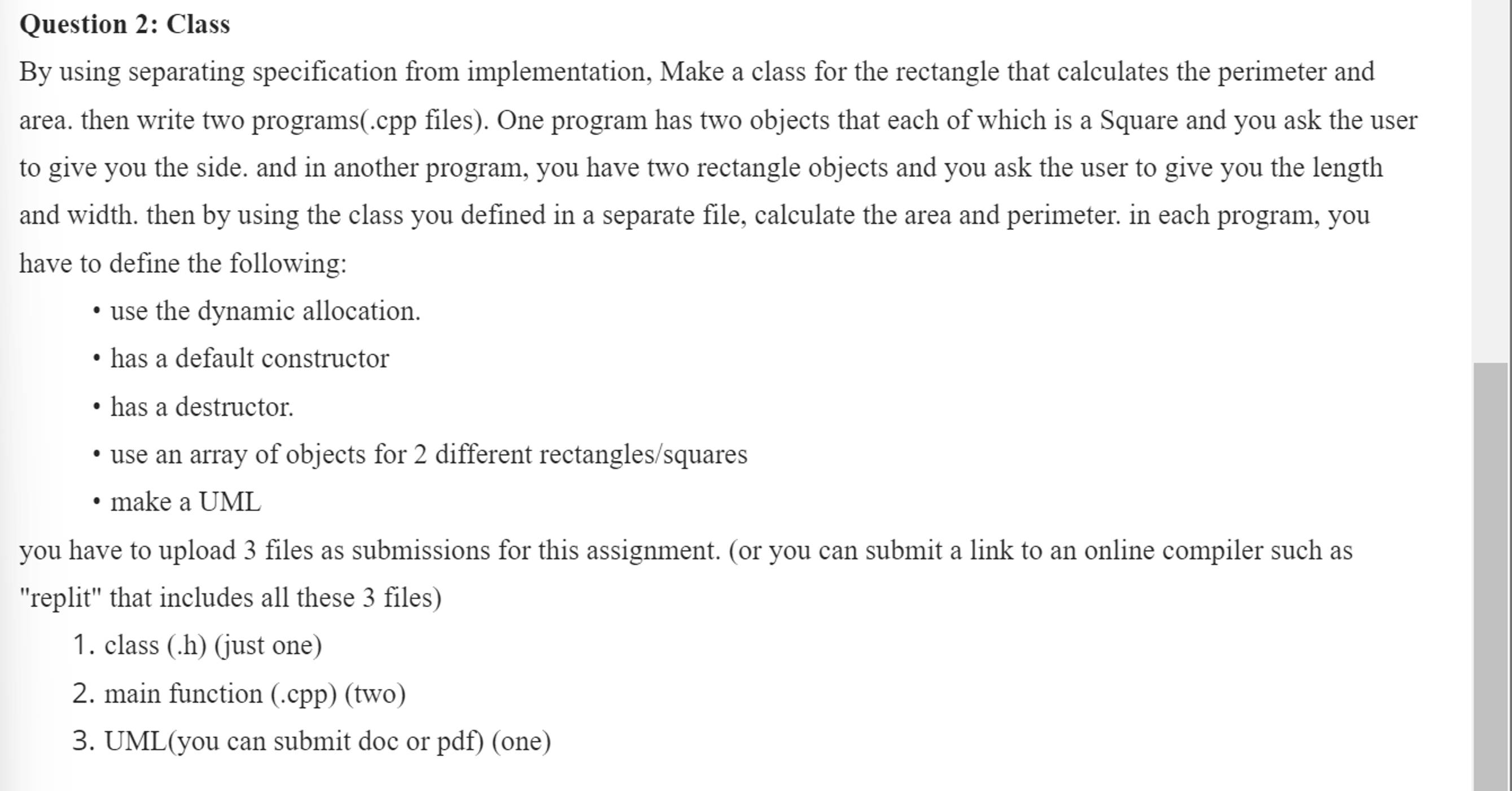 Solved Question 2: ClassBy using separating specification | Chegg.com