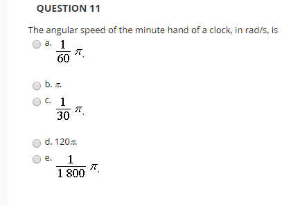Solved The angular speed of the minute hand of a clock, in | Chegg.com