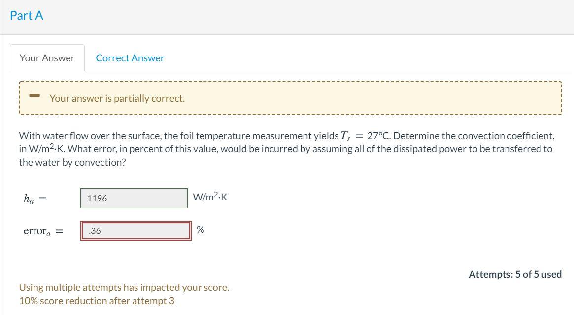 Solved A Technique For Measuring Convection Heat Transfer