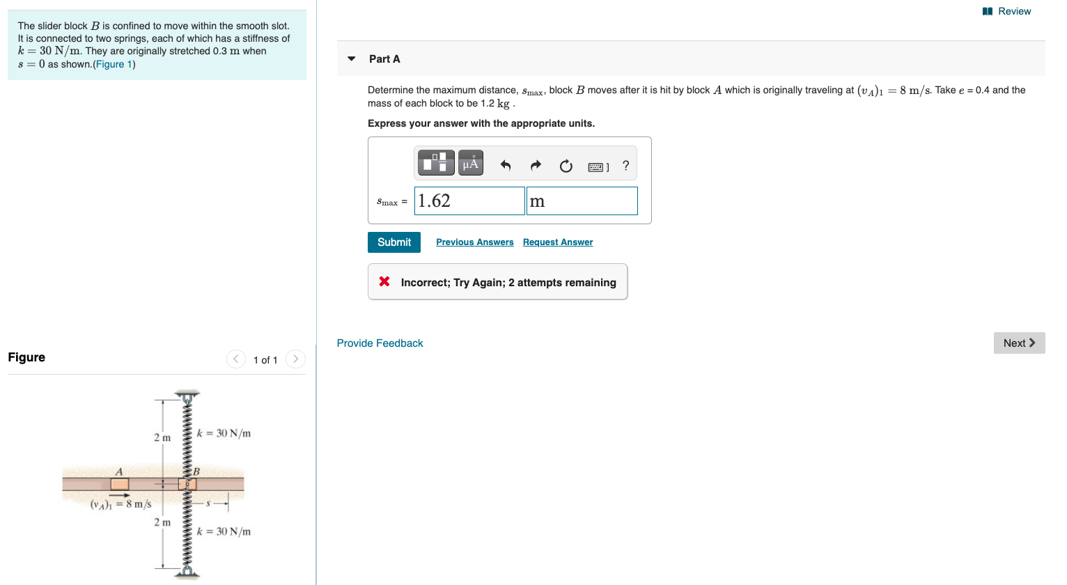 Solved Review The slider block B is confined to move within | Chegg.com