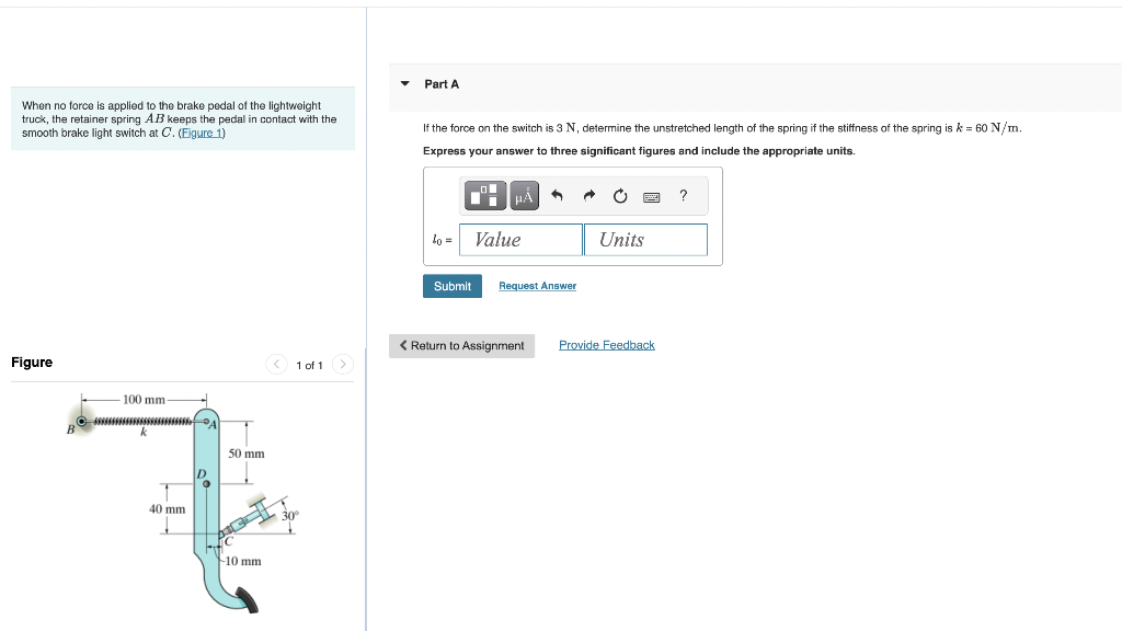 Solved When no force is applied to the brake pedal of the | Chegg.com