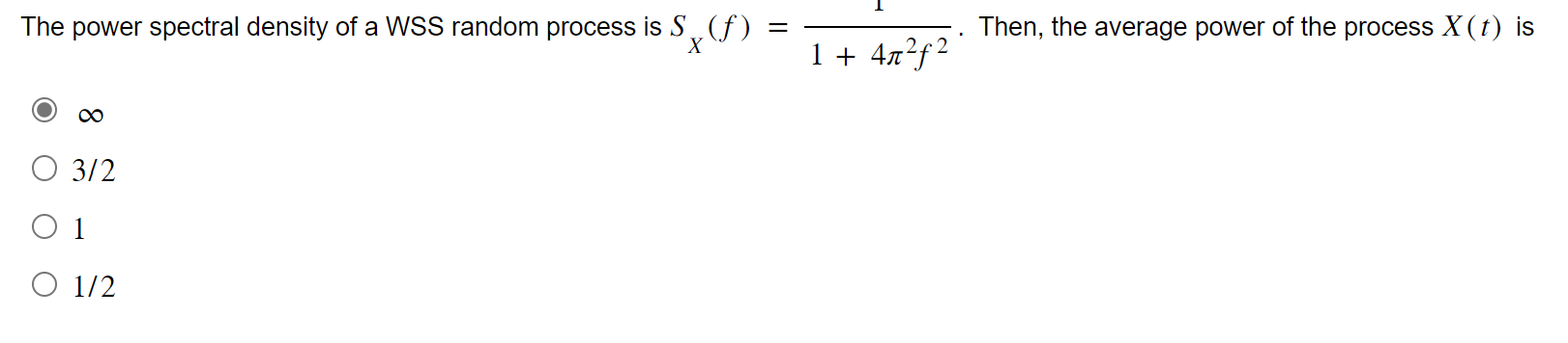 Solved The power spectral density of a WSS random process is | Chegg.com