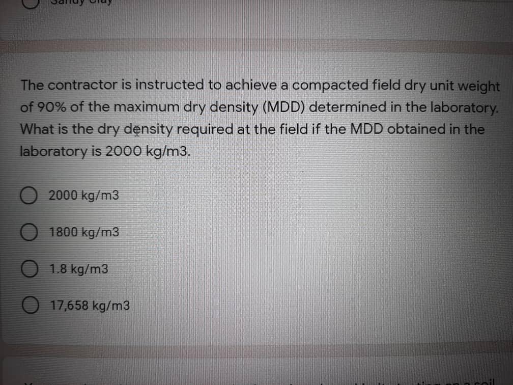Solved The contractor is instructed to achieve a compacted | Chegg.com