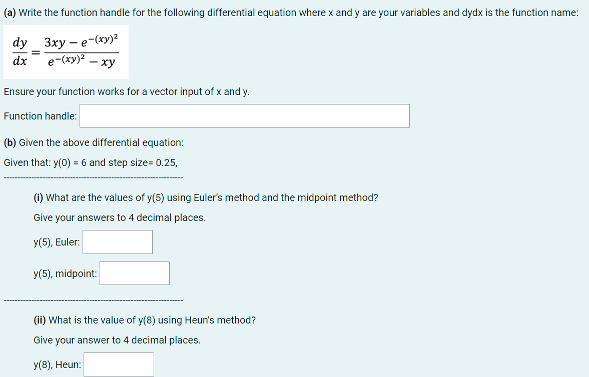 Solved (a) Write the function handle for the following | Chegg.com