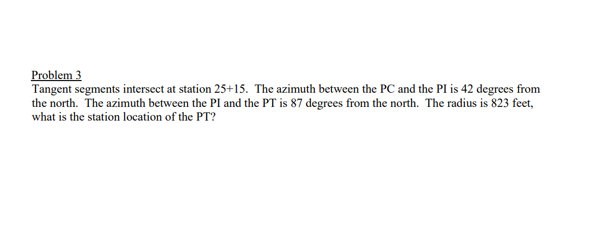 Solved Problem 3 Tangent segments intersect at station | Chegg.com