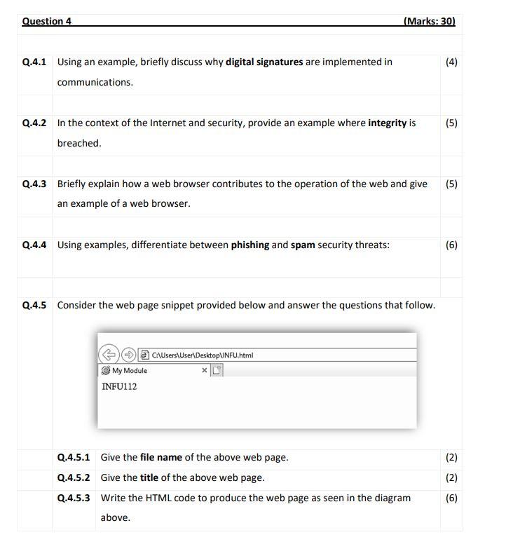 Solved Question 4 Q.4.1 Using an example, briefly discuss | Chegg.com