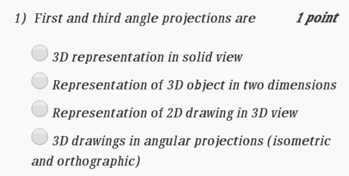 Solved 1) First and third angle projections are 1 point 3D | Chegg.com