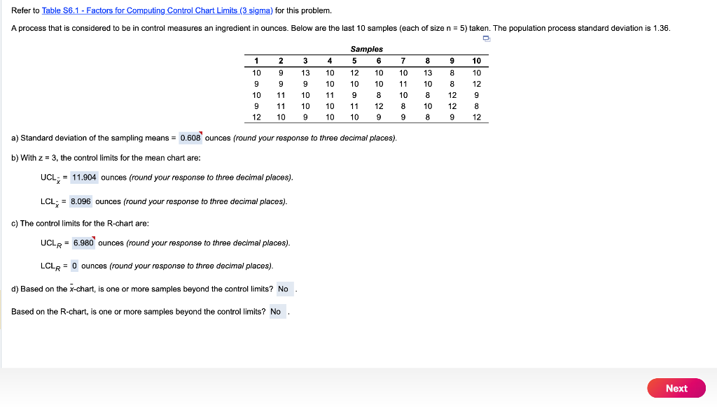 Solved efer to Table S6.1 - Factors for Computing Control | Chegg.com
