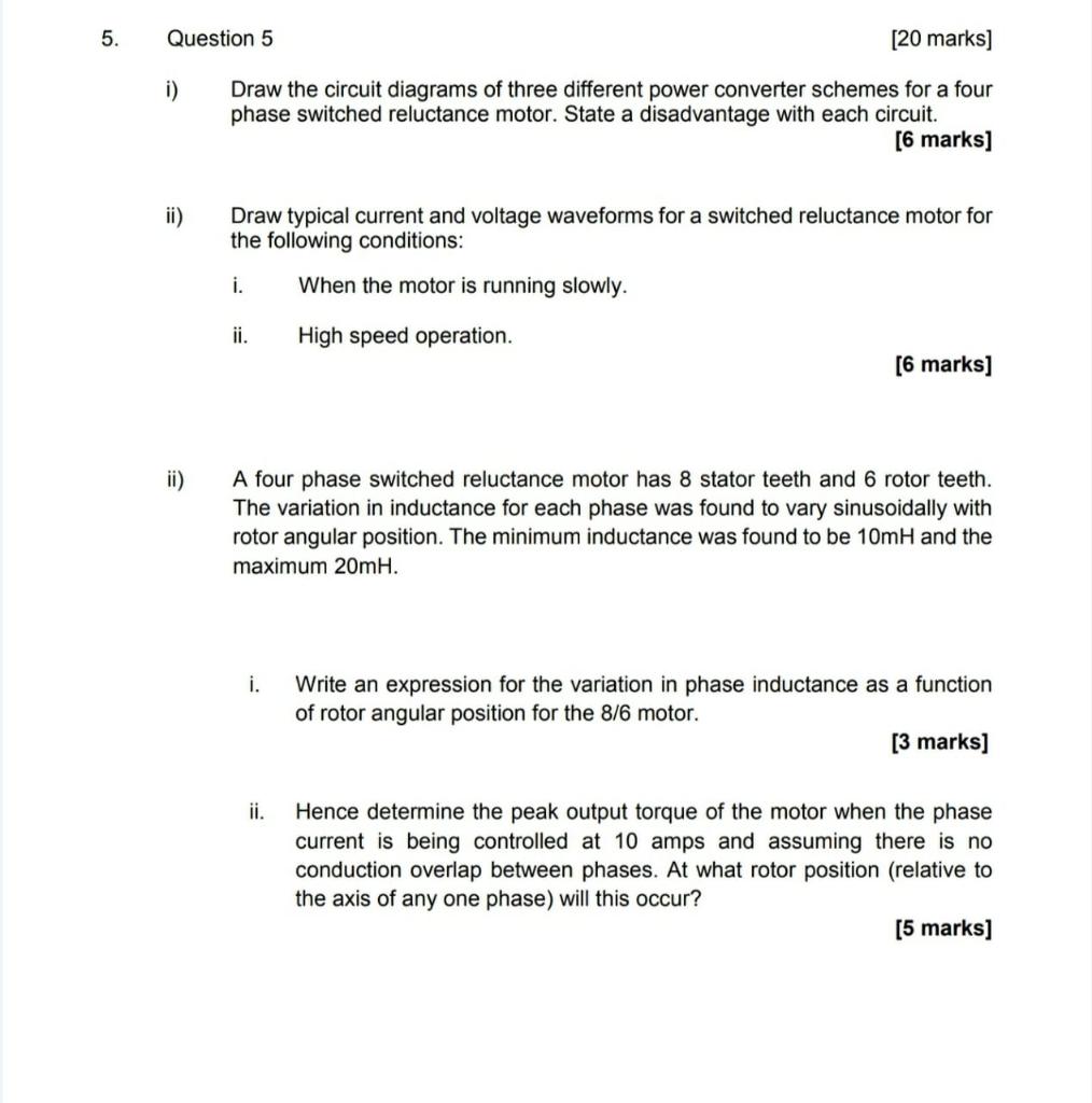 Solved 5. Question 5 [20 marks] i) Draw the circuit diagrams | Chegg.com