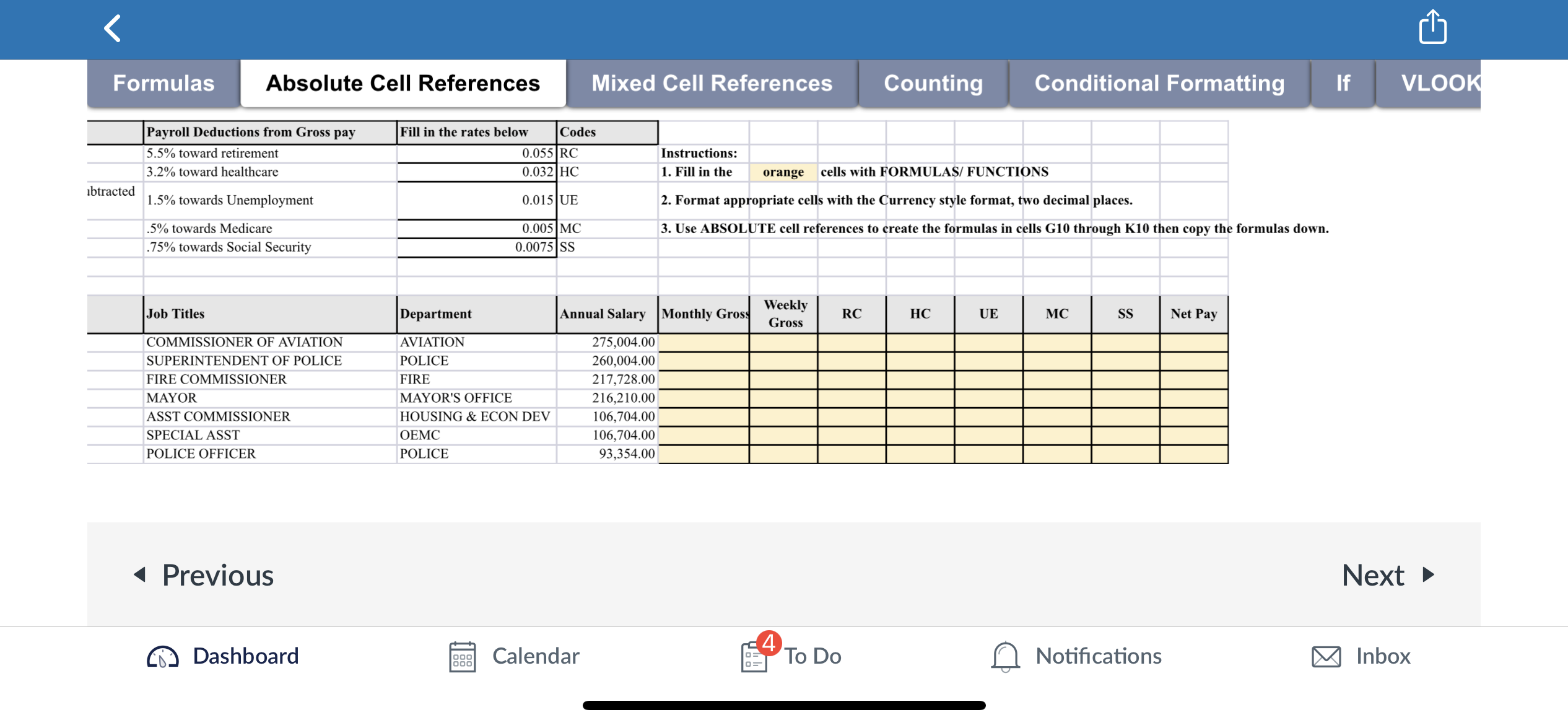 Formulas Absolute Cell References Mixed Cell | Chegg.com