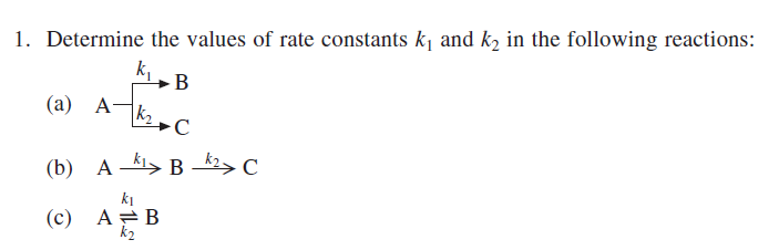 Solved 1. Determine the values of rate constants k1 and k2 | Chegg.com