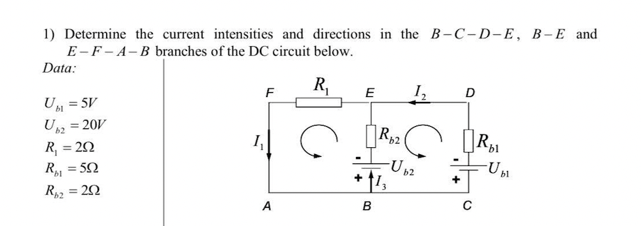 Solved 1) Determine the current intensities and directions | Chegg.com