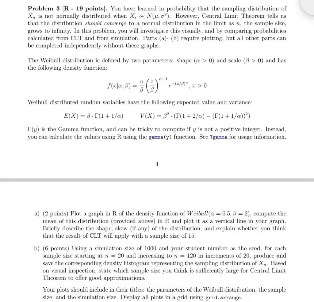 Problem 3 (R - 19 points). You have learned in | Chegg.com
