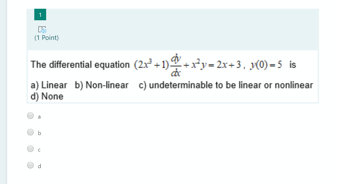 Solved 1 (1 Point) The differential equation (2x + 1) * | Chegg.com