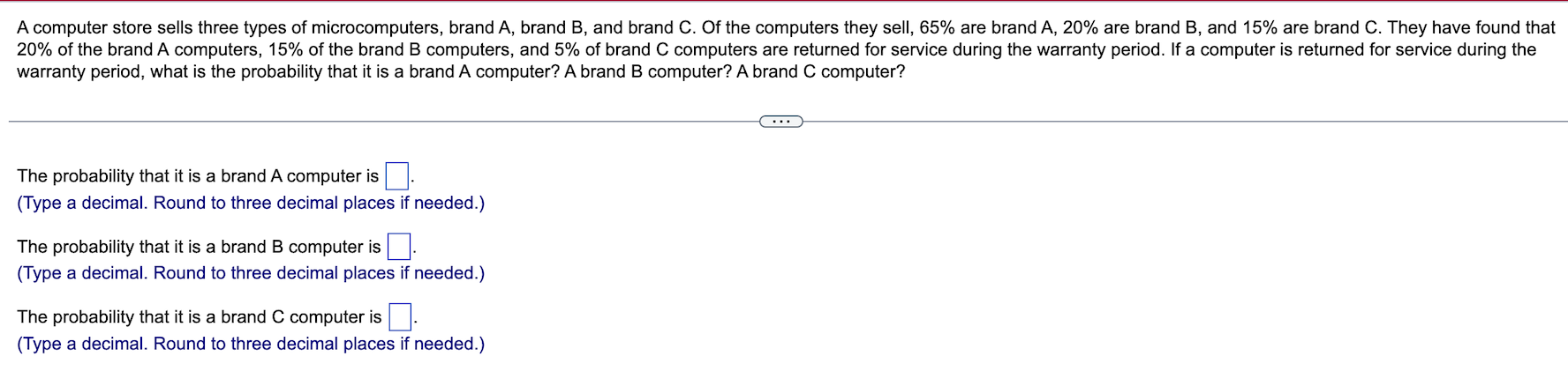 Solved A Computer Store Sells Three Types Of Microcomputers 8265